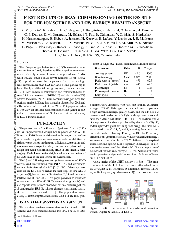(PDF) First Results of Beam Commissioning on the ESS Site for the Ion ...