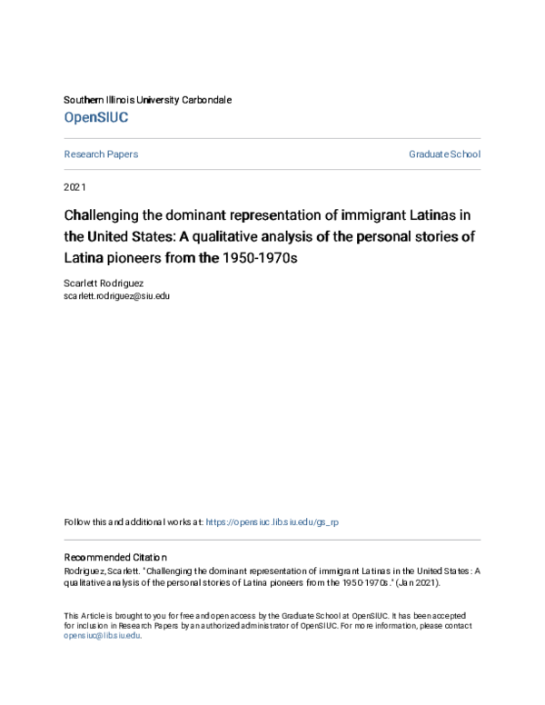 (PDF) Challenging the dominant representation of immigrant Latinas in ...