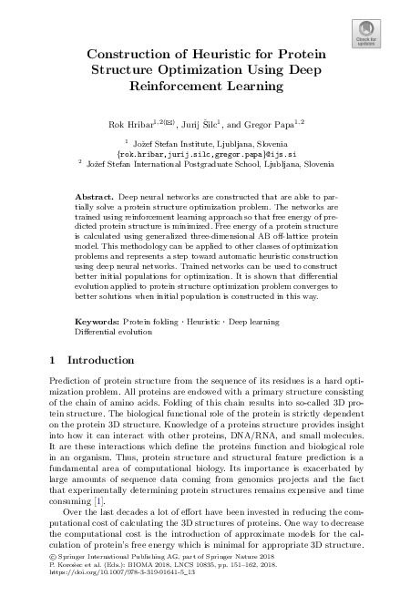 (PDF) Construction of Heuristic for Protein Structure Optimization Using Deep Reinforcement Learning