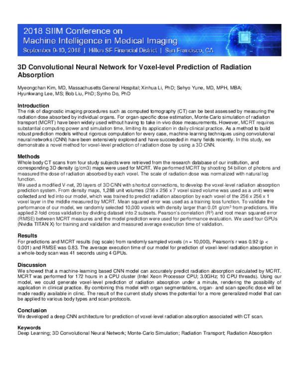 3D Convolutional Neural Network for Voxel-level Prediction of Radiation Absorption