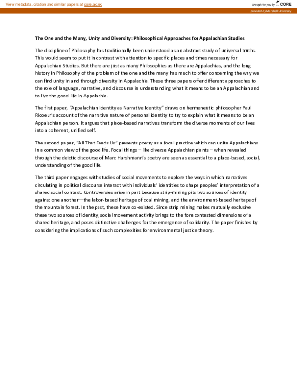 (PDF) Appalachian Identity as Narrative Identity