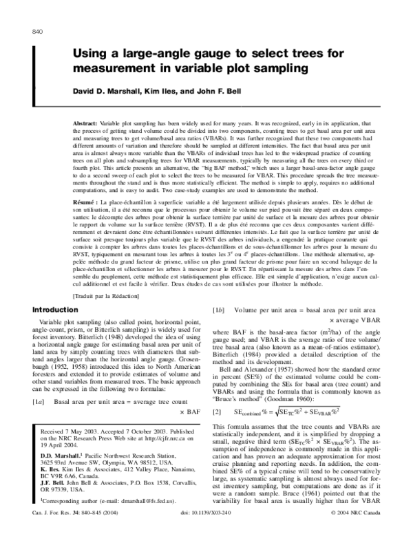 (PDF) Using a large-angle gauge to select trees for measurement in ...