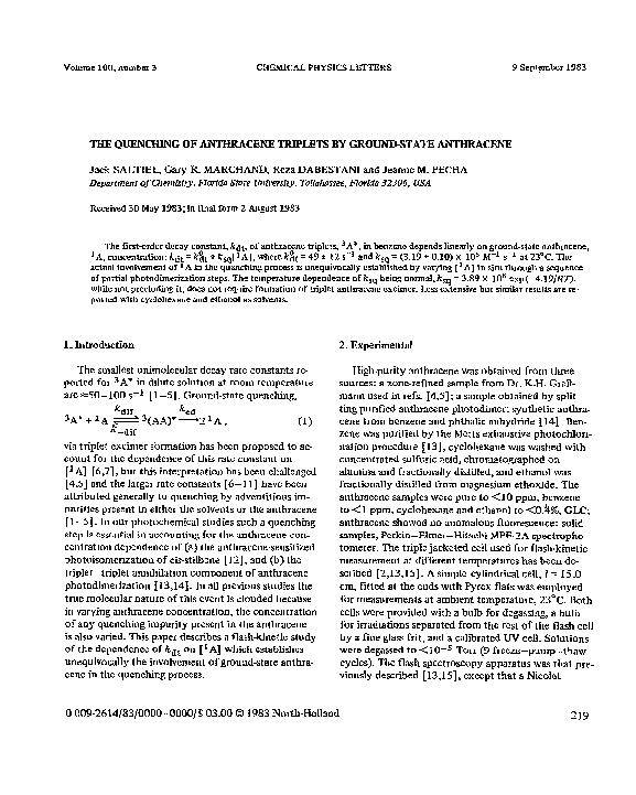 (PDF) The quenching of anthracene triplets by ground-state anthracene ...