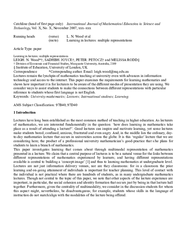 (PDF) Enhancing Math Learning through Multiple Representations