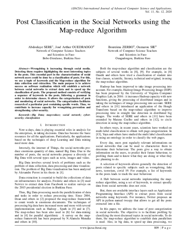 (PDF) Post Classification in the Social Networks using the Map-reduce ...