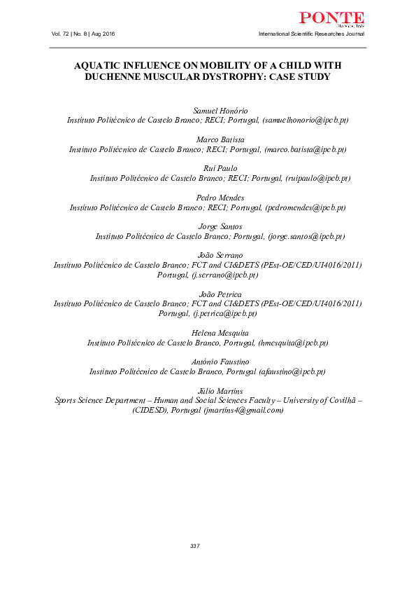 (PDF) Aquatic Influence on Mobility of a Child with Duchenne Muscular ...