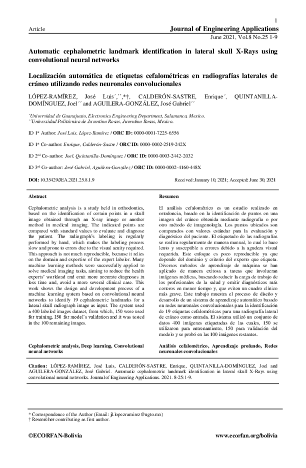 Pdf Cephalometric Landmark Detection Via Cnns