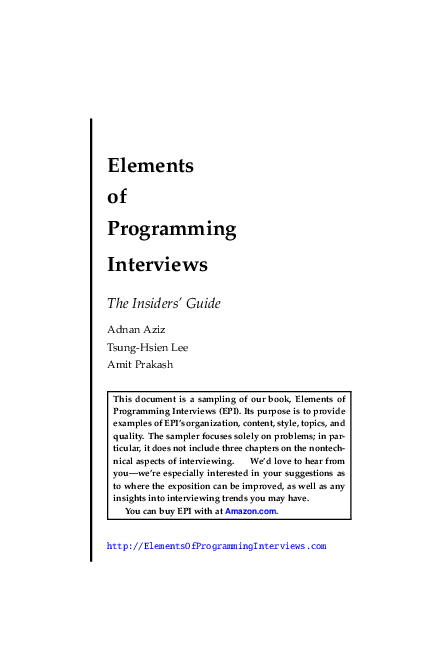 (PDF) Elements of programming interviews : the insiders' guide