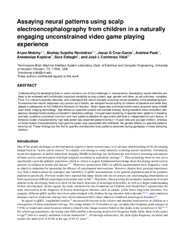 (PDF) Assaying neural patterns using scalp electroencephalography from ...