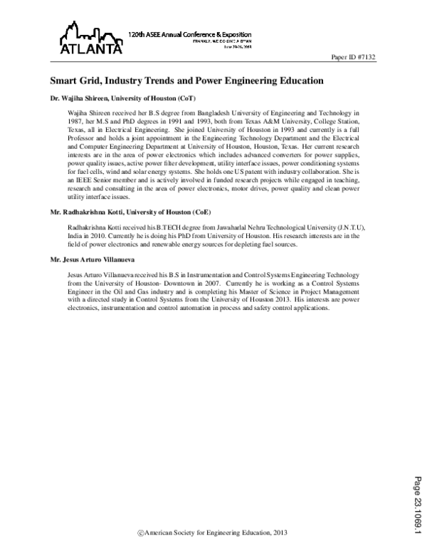 (PDF) Smart Grid, Industry Trends and Power Engineering Education