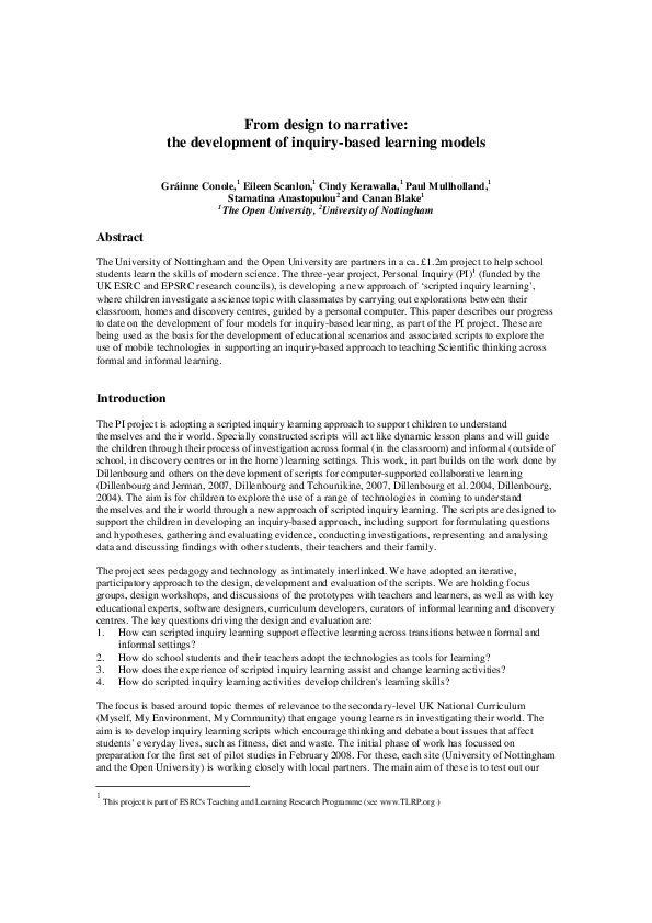 (PDF) Personal inquiry: innovations in participatory design and models ...