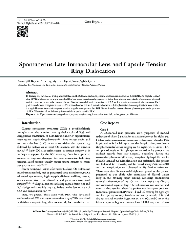 (PDF) Spontaneous Late Intraocular Lens and Capsule Tension Ring ...
