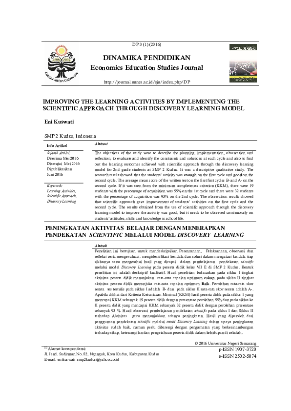 Improving the Learning Activities by Implementing the Scientific Approach Through Discovery ...