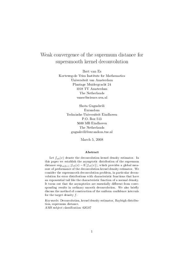 (PDF) Weak convergence of the supremum distance for supersmooth kernel ...