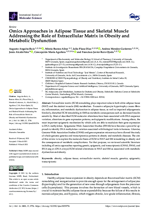 (PDF) Omics Approaches in Adipose Tissue and Skeletal Muscle Addressing ...