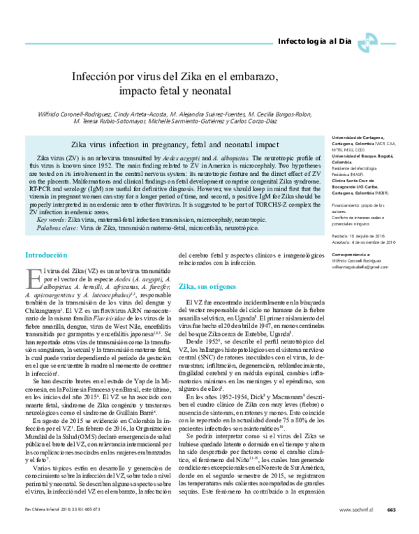 (PDF) Infección por virus del Zika en el embarazo, impacto fetal y neonatal