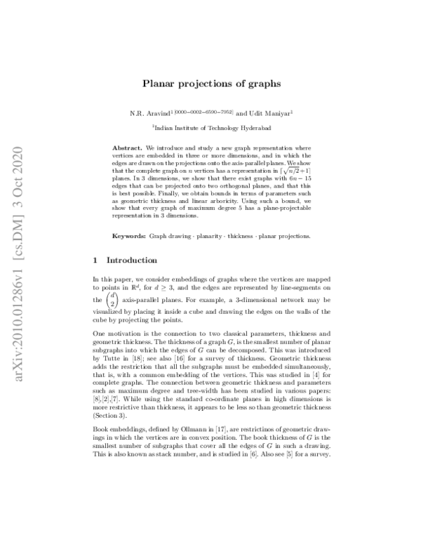 (PDF) Planar Projections of Graphs | udit maniyar - Academia.edu