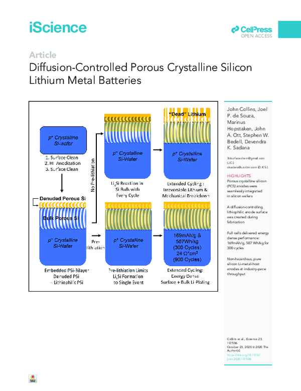 (PDF) Diffusion-Controlled Porous Crystalline Silicon Lithium Metal ...