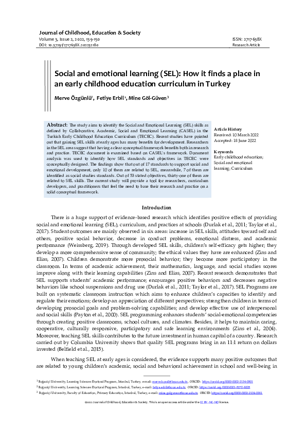 (PDF) Social and emotional learning (SEL): How it finds a place in an ...