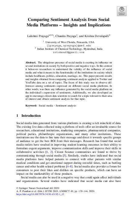 (PDF) Comparing Sentiment Analysis from Social Media Platforms ...
