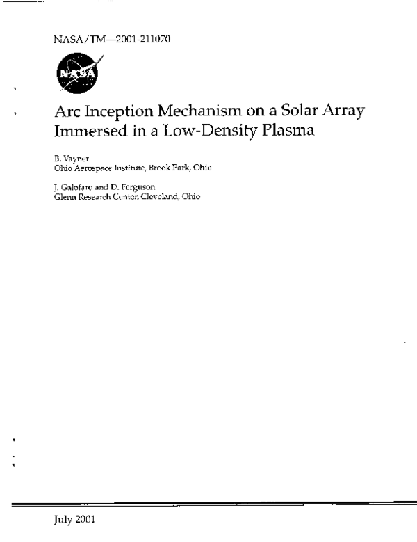(PDF) Arc Inception Mechanism on a Solar Array Immersed in a Low ...