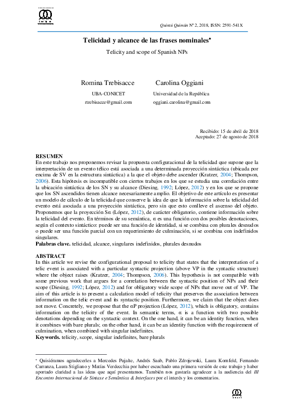 (PDF) Telicidad y alcance en las frases nominales / Telicity and scope ...