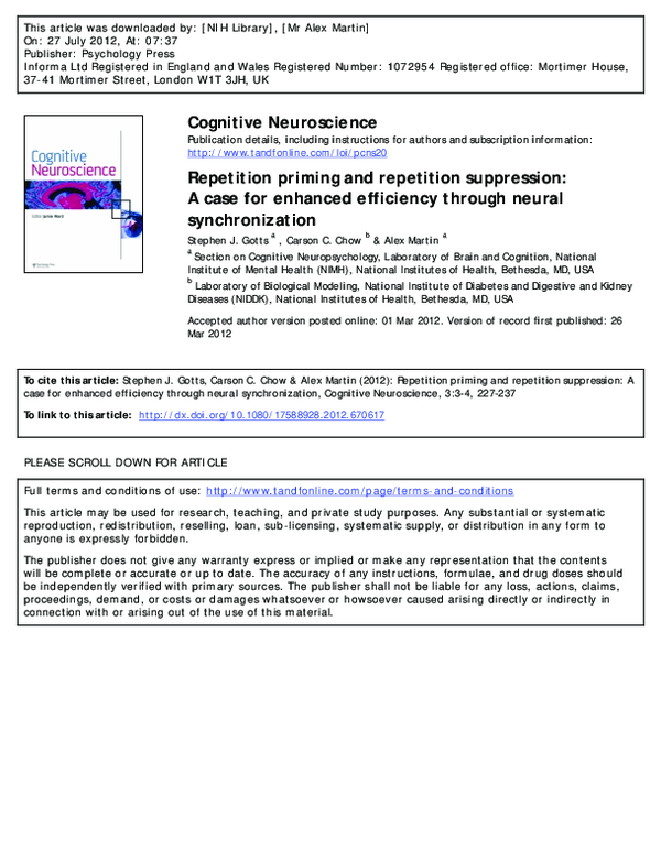 (PDF) Repetition priming and repetition suppression: A case for ...