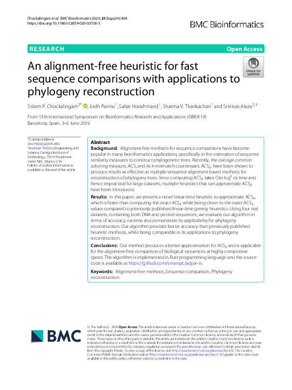 (PDF) An alignment-free heuristic for fast sequence comparisons with ...