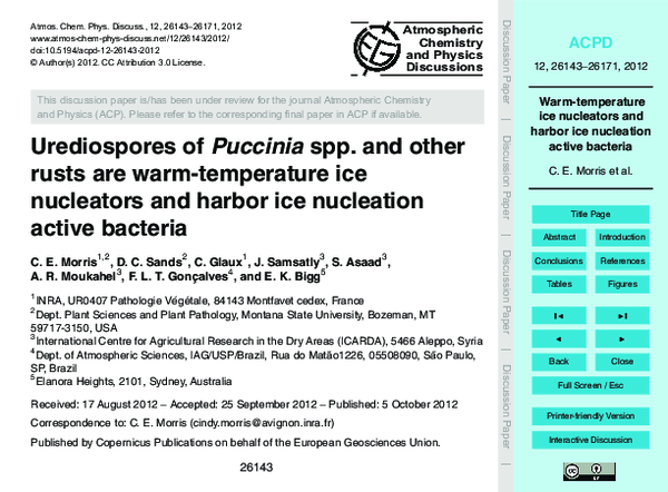 (PDF) Urediospores of Puccinia spp. and other rusts are warm ...