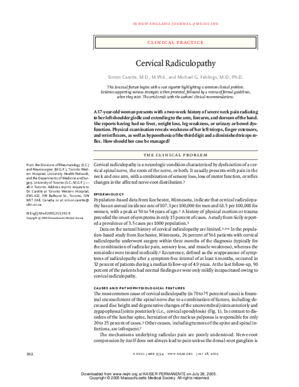 (PDF) Cervical Radiculopathy