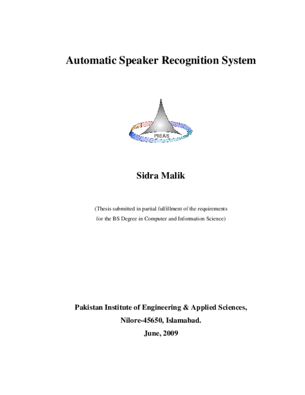 (PDF) An Automatic Speaker Recognition System
