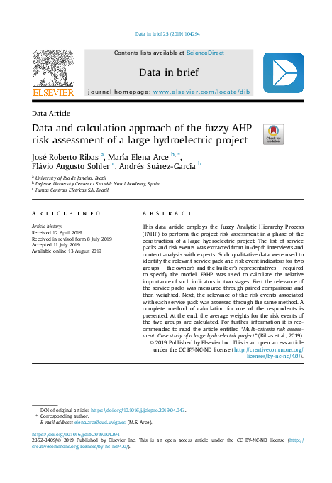 (PDF) Data And Calculation Approach Of The Fuzzy Ahp Risk Assessment Of A Large Hydroelectric ...