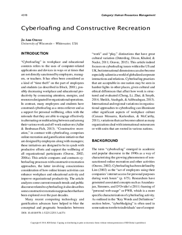 (PDF) Cyberloafing and Constructive Recreation