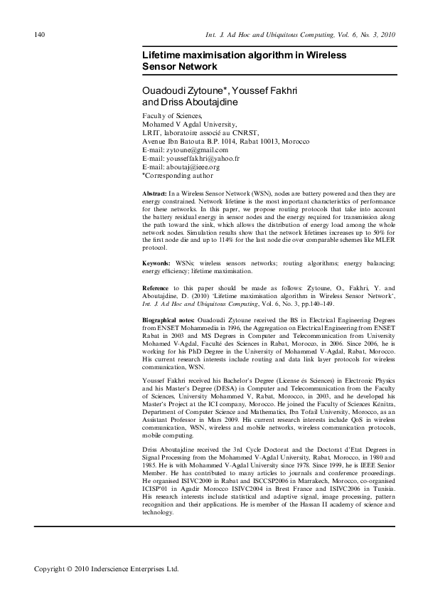 Pdf Lifetime Maximisation Algorithm In Wireless Sensor Network