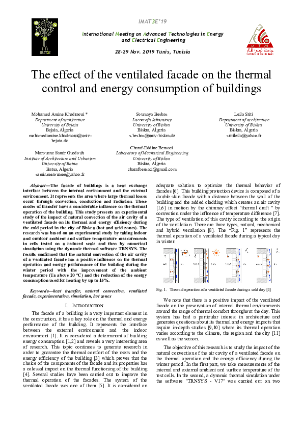 (PDF) The effect of the ventilated facade on the thermal control and energy consumption of buildings