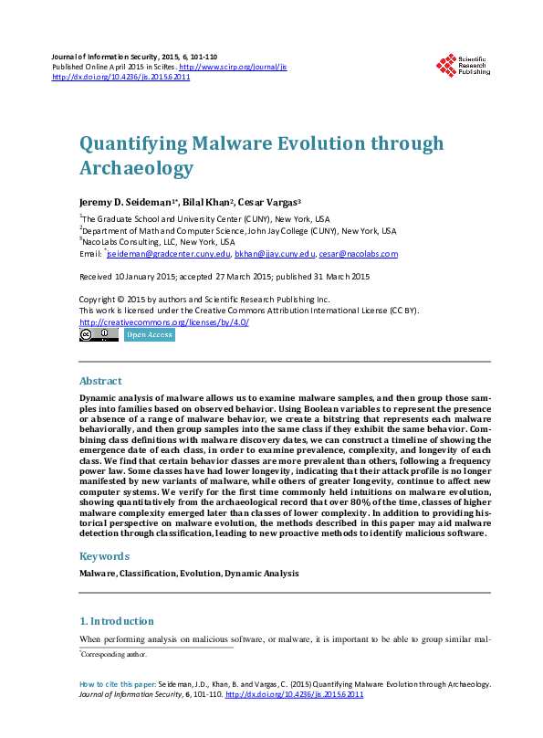 (PDF) Quantifying Malware Evolution through Archaeology