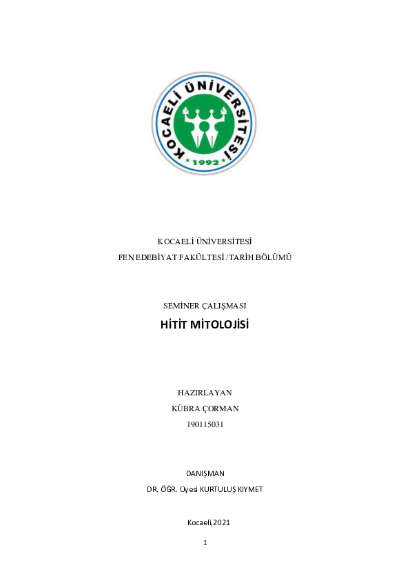 (PDF) Hitit Mitolojisi