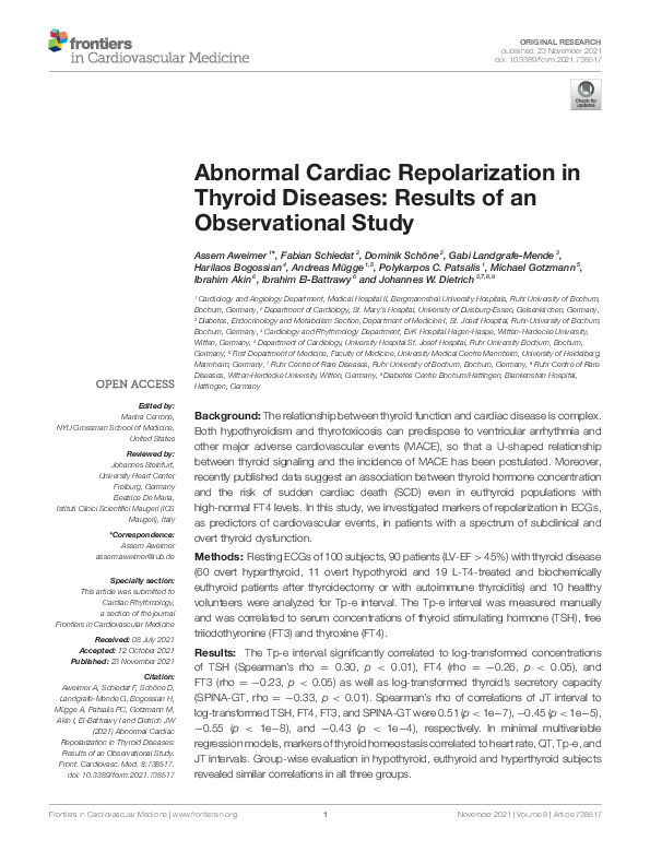 (PDF) Abnormal Cardiac Repolarization in Thyroid Diseases: Results of ...