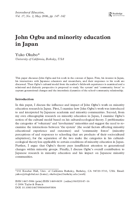(PDF) John Ogbu and minority education in Japan