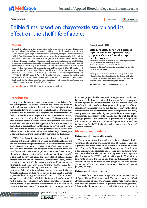 (PDF) Edible films based on chayotextle starch and its effect on the ...