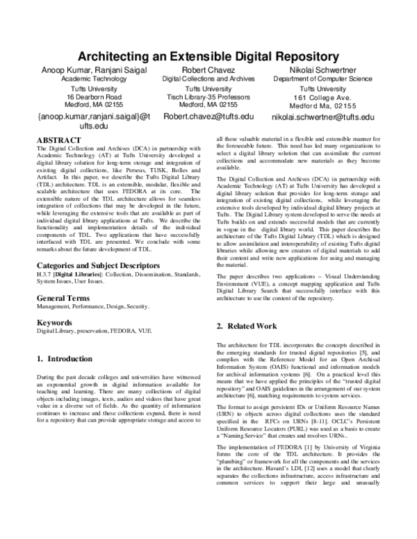 (PDF) Architecting an extensible digital repository