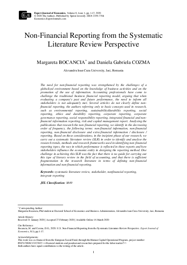 (PDF) Non-Financial Reporting from the Systematic Literature Review ...