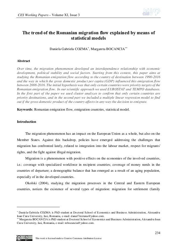 (PDF) The trend of the Romanian migration flow explained by means of ...