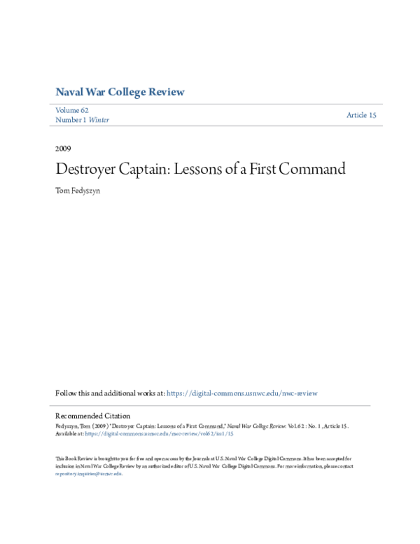 (PDF) Destroyer captain: lessons of a first command