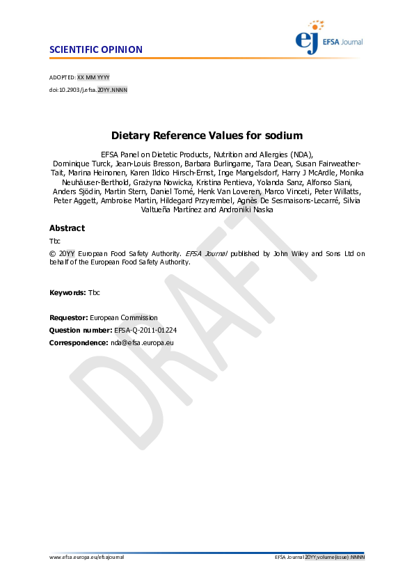(PDF) Dietary reference values for sodium