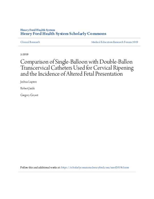 (PDF) Comparison of Single-Balloon with Double-Ballon Transcervical ...