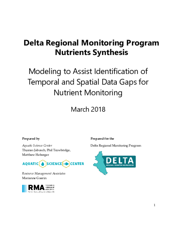 (PDF) Delta Regional Monitoring Program Nutrients Synthesis: Modeling ...