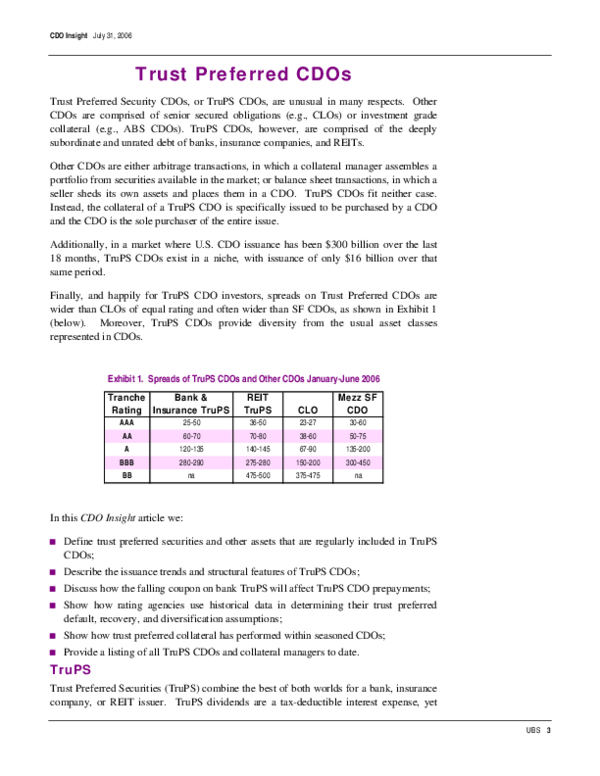 (PDF) Trust Preferred CDO Primer
