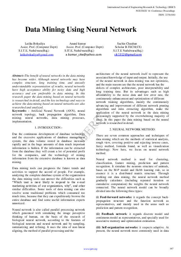 (PDF) Data mining using neural network