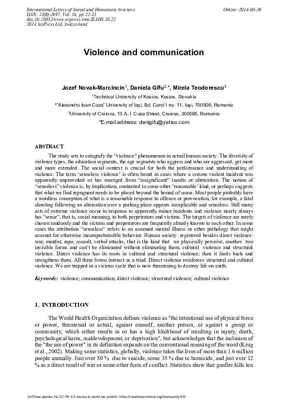 (PDF) Violence and Communication | Daniela Gifu - Academia.edu